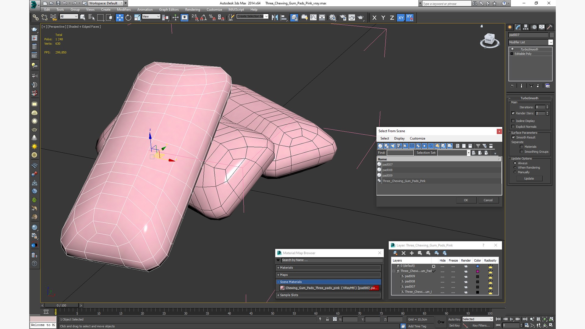 Three Chewing Gum Pads Pink 3D Model - TurboSquid 2051013
