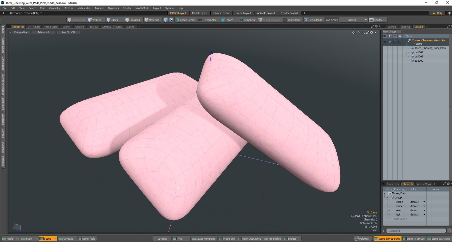 Three Chewing Gum Pads Pink 3D Model - TurboSquid 2051013