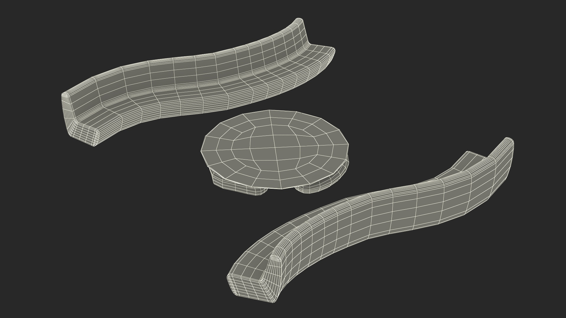 3D Wave Benches With Glass Table - TurboSquid 2310013