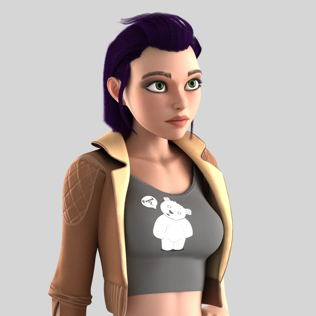 3d model of cartoon character girl body