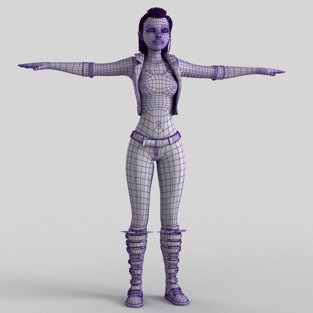 3d model of cartoon character girl body