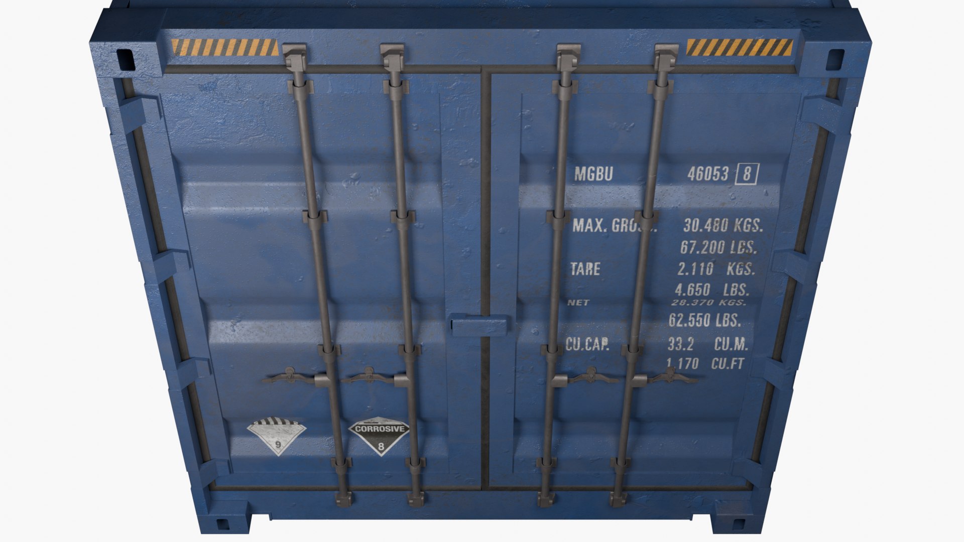 3D Container Blue New Soft-Damaged Rusty Clean-Logo - TurboSquid 2130716