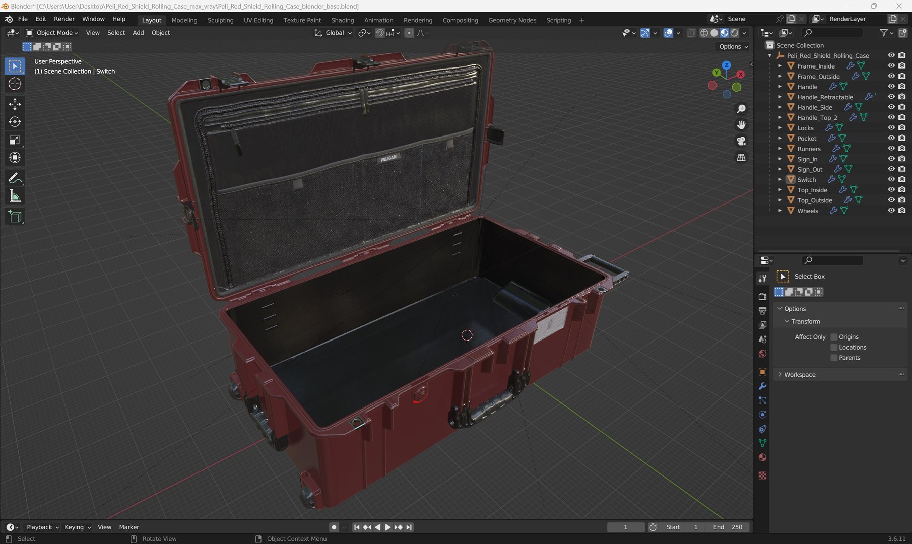 3D Peli Red Shield Rolling Case - TurboSquid 2376664