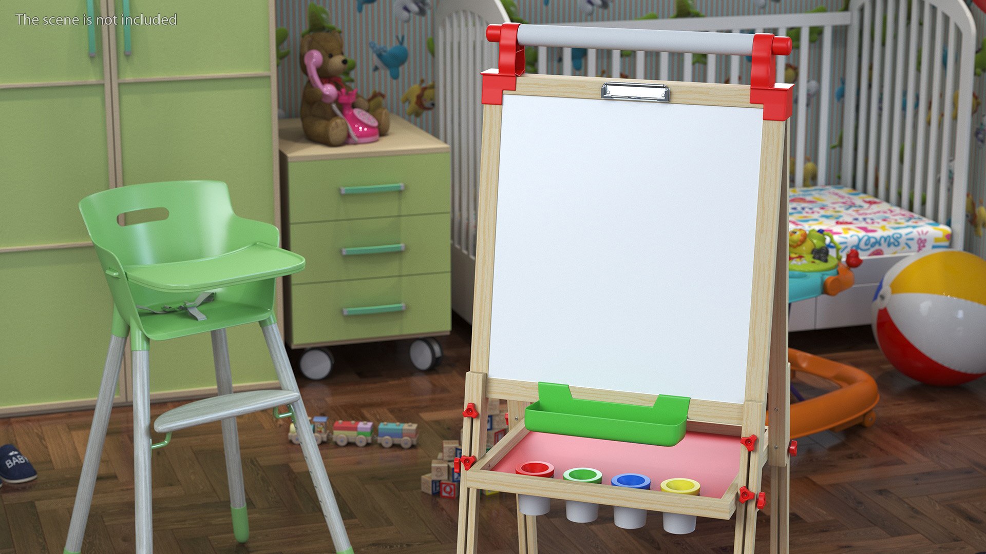 3D Kids Wooden Whiteboard 50 Inches Clean Model - TurboSquid 2152676