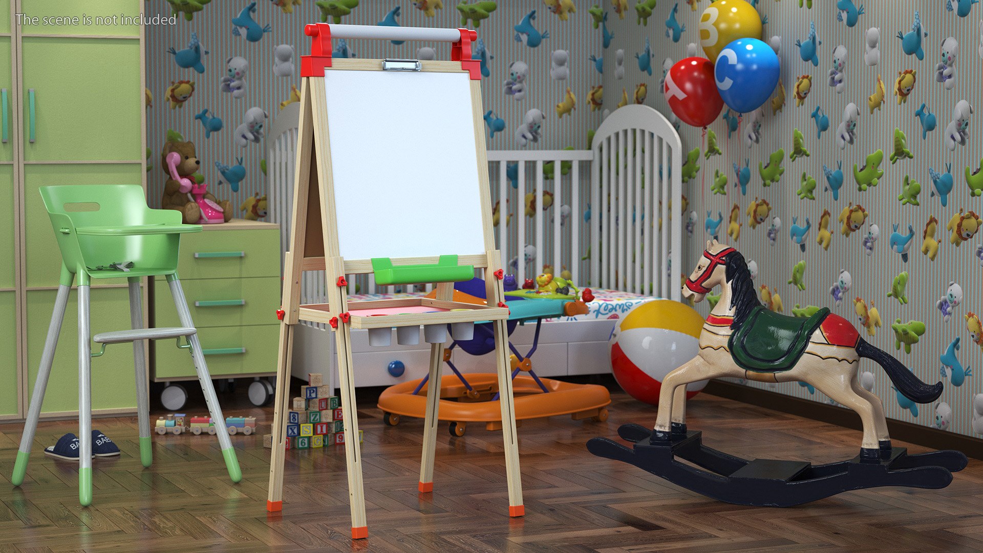 3D Kids Wooden Whiteboard 50 Inches Clean Model - TurboSquid 2152676