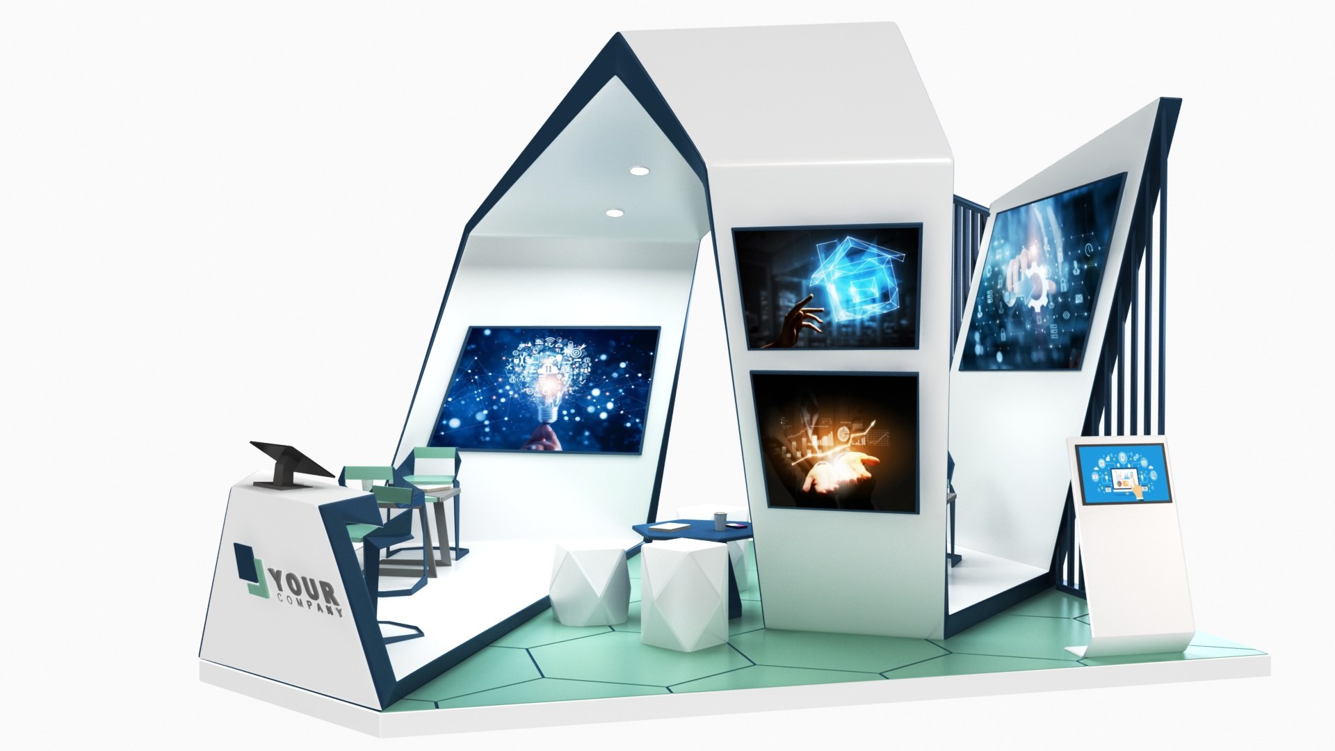 Futuristic Exhibition Stand Collection 3D - TurboSquid 1894942