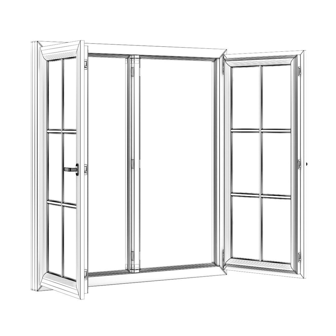 Openable Wooden Window 1530mm 3d Model