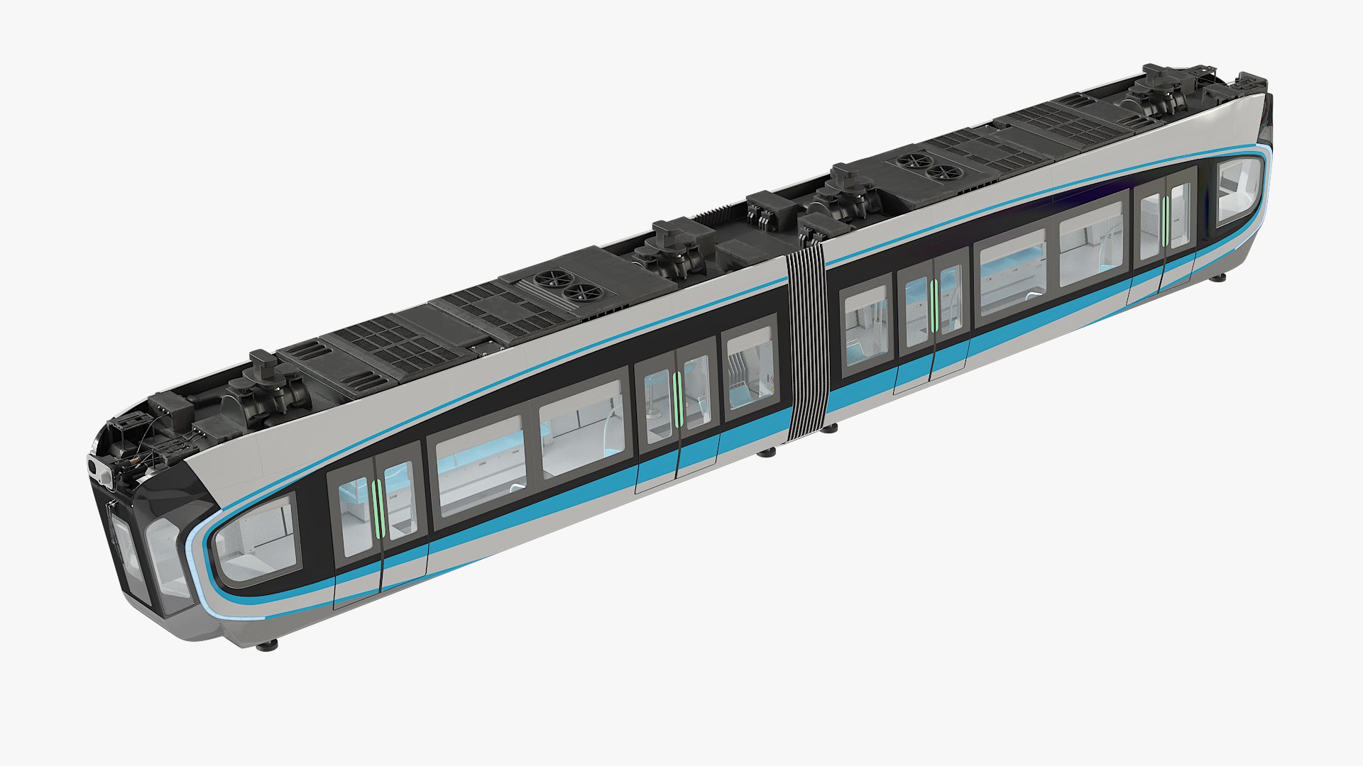 3D Suspended Monorail And Intersection With Multiple Cars - TurboSquid ...