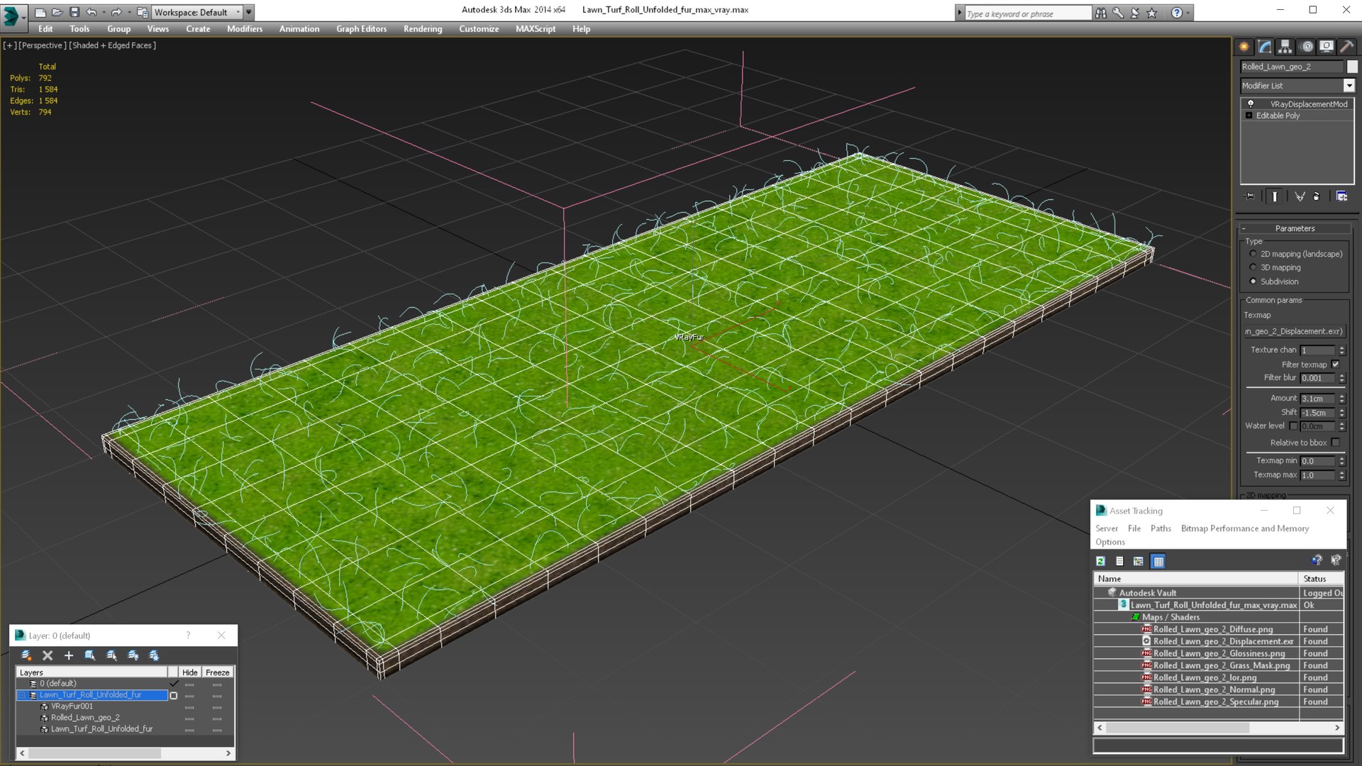 3D Lawn Turf Roll Unfolded Fur - TurboSquid 1882219