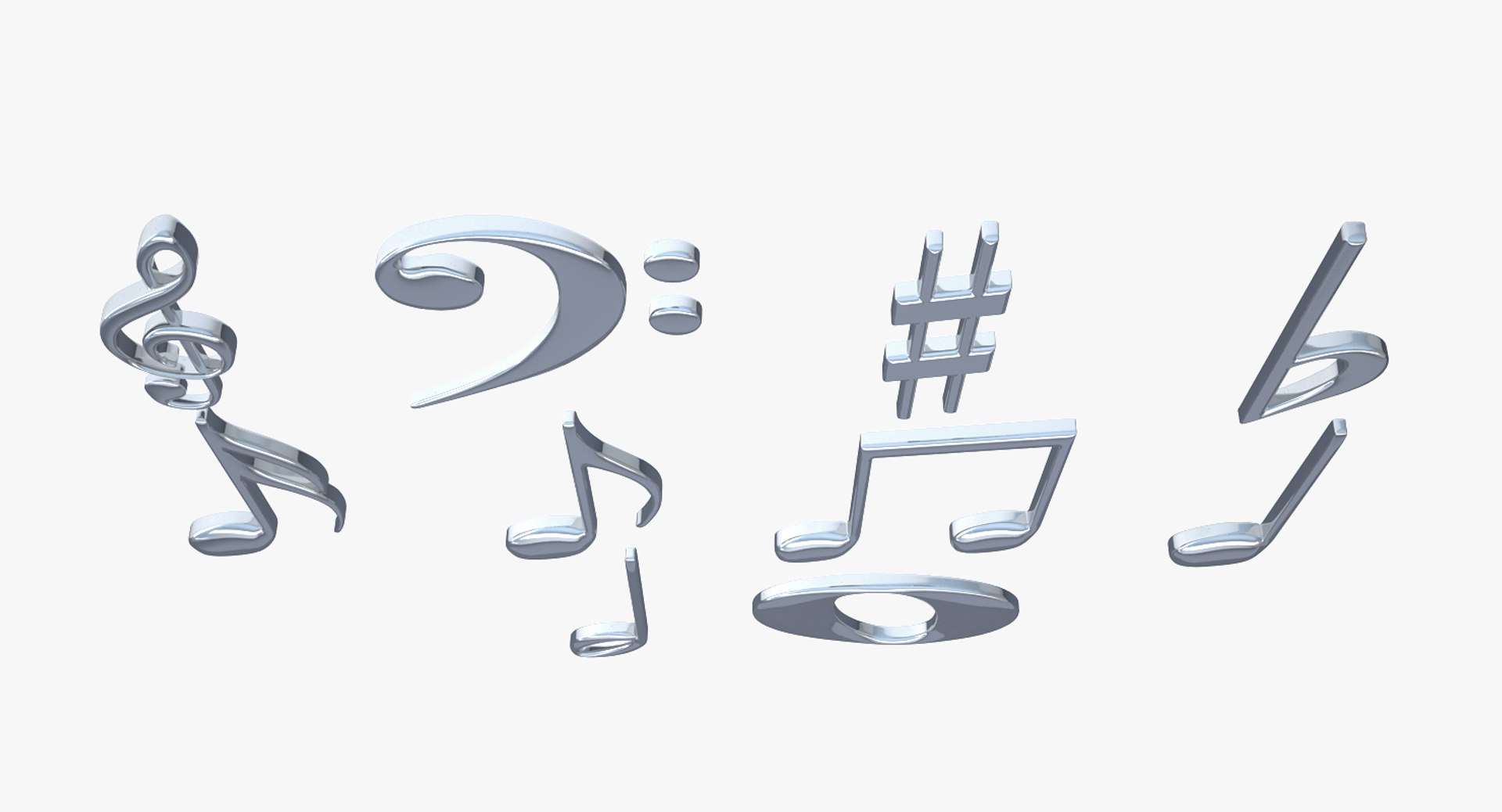 3D Model Silver Musical Notes - TurboSquid 1438135