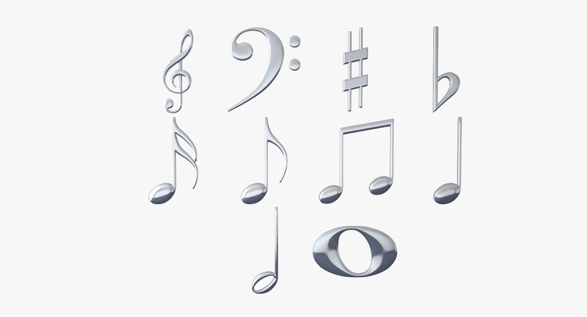 3D Model Silver Musical Notes - TurboSquid 1438135
