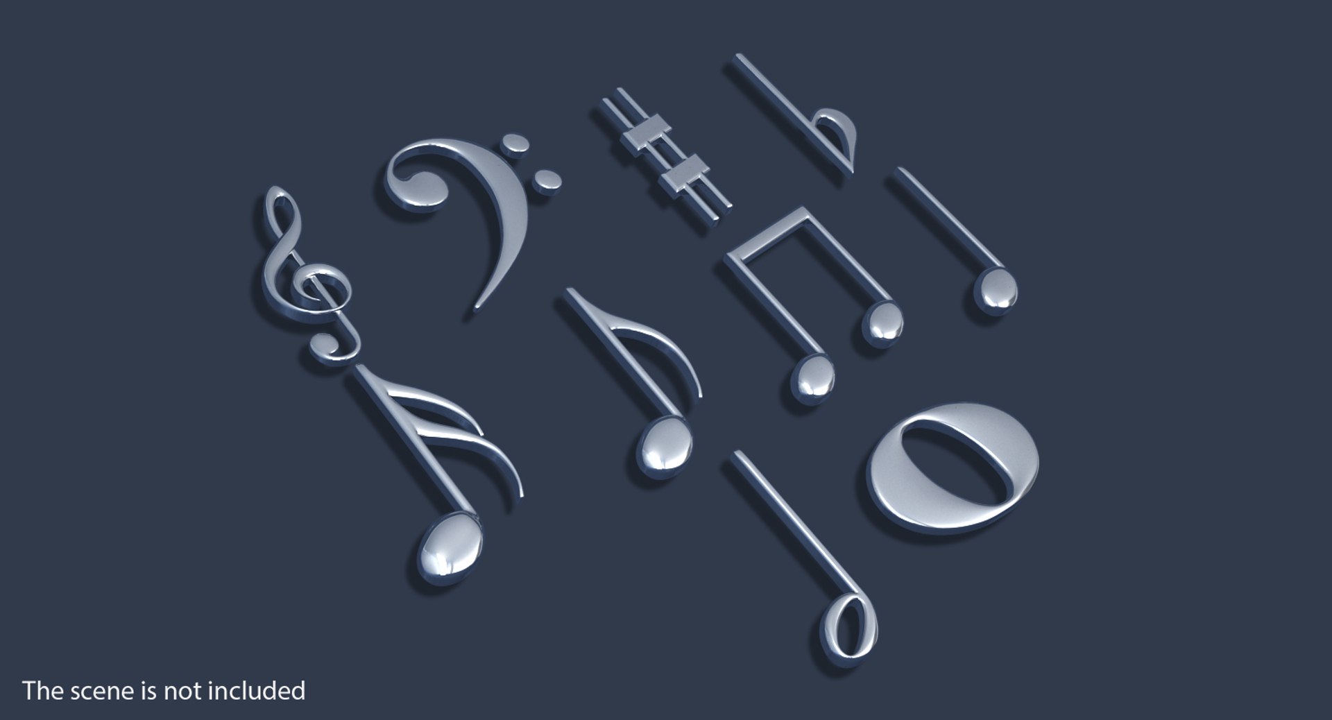 3D Model Silver Musical Notes - TurboSquid 1438135