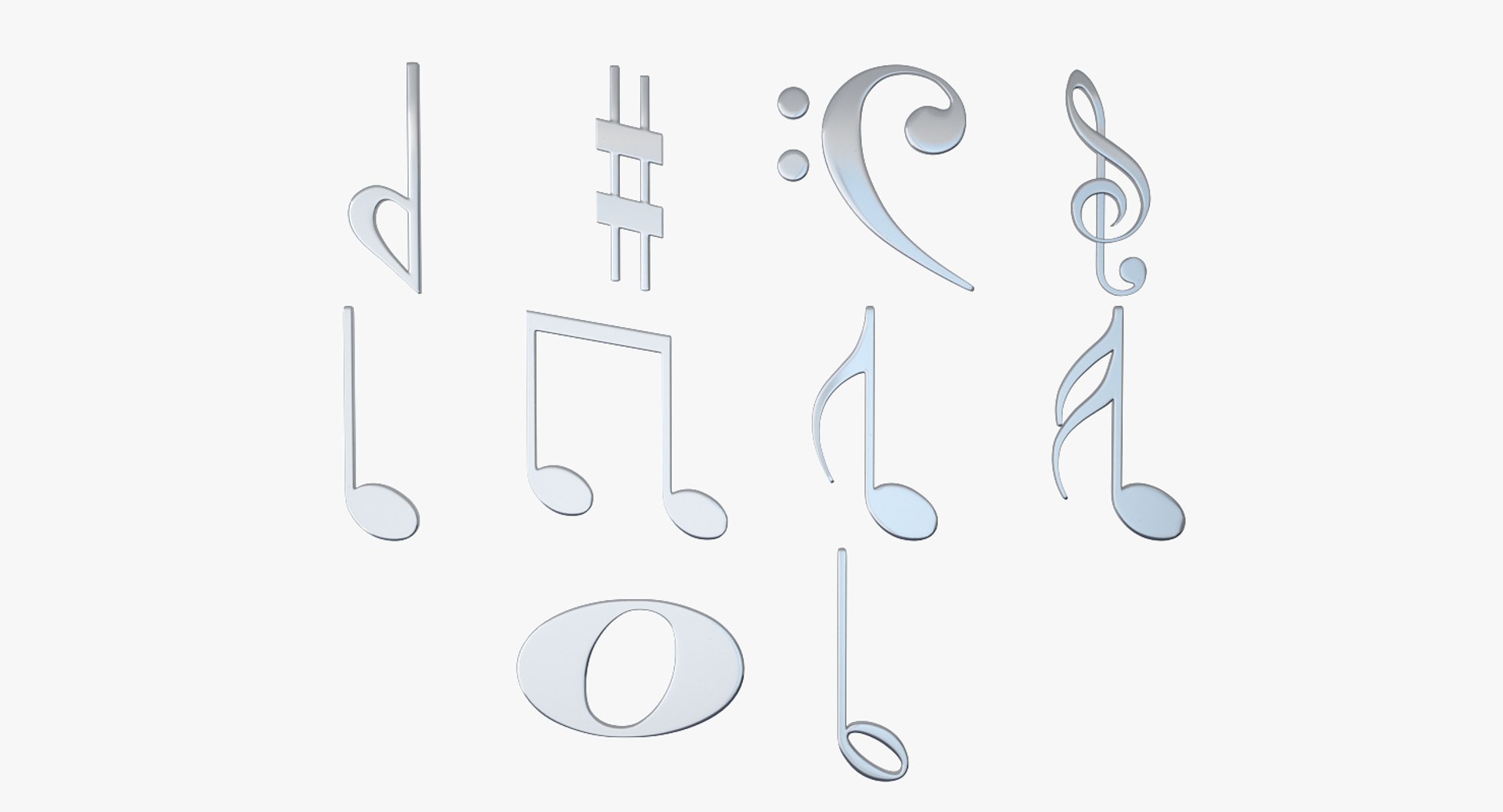 3D Model Silver Musical Notes - TurboSquid 1438135