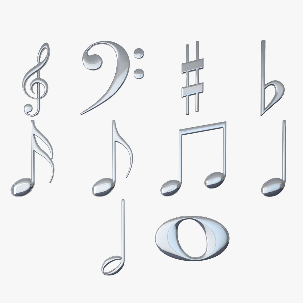 3D model silver musical notes - TurboSquid 1438135