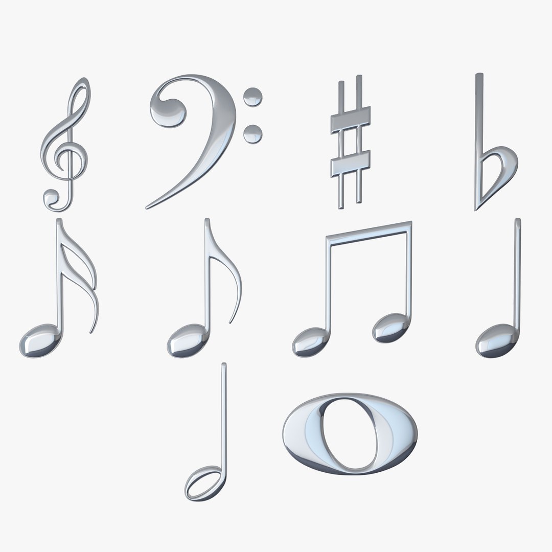 3D Model Silver Musical Notes - TurboSquid 1438135