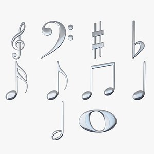 3d model musical notes symbols