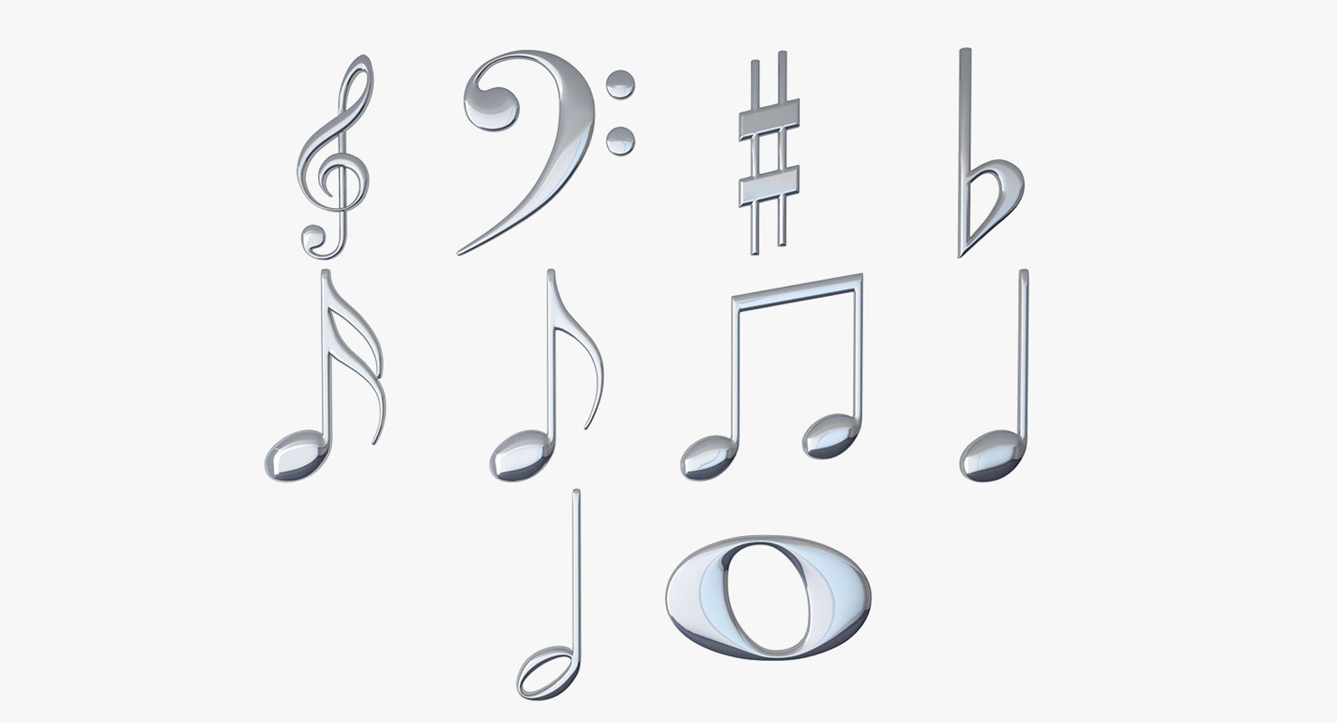 3D Model Silver Musical Notes - TurboSquid 1438135