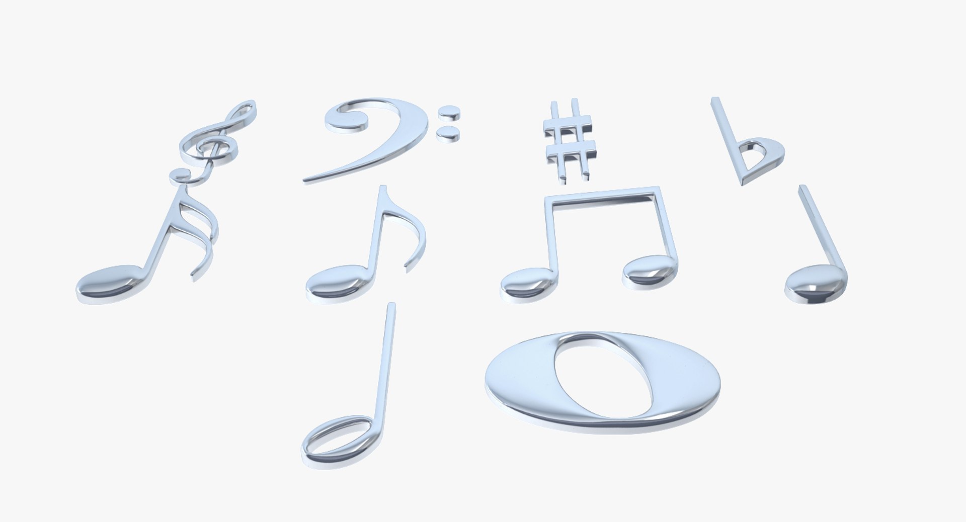 3D Model Silver Musical Notes - TurboSquid 1438135