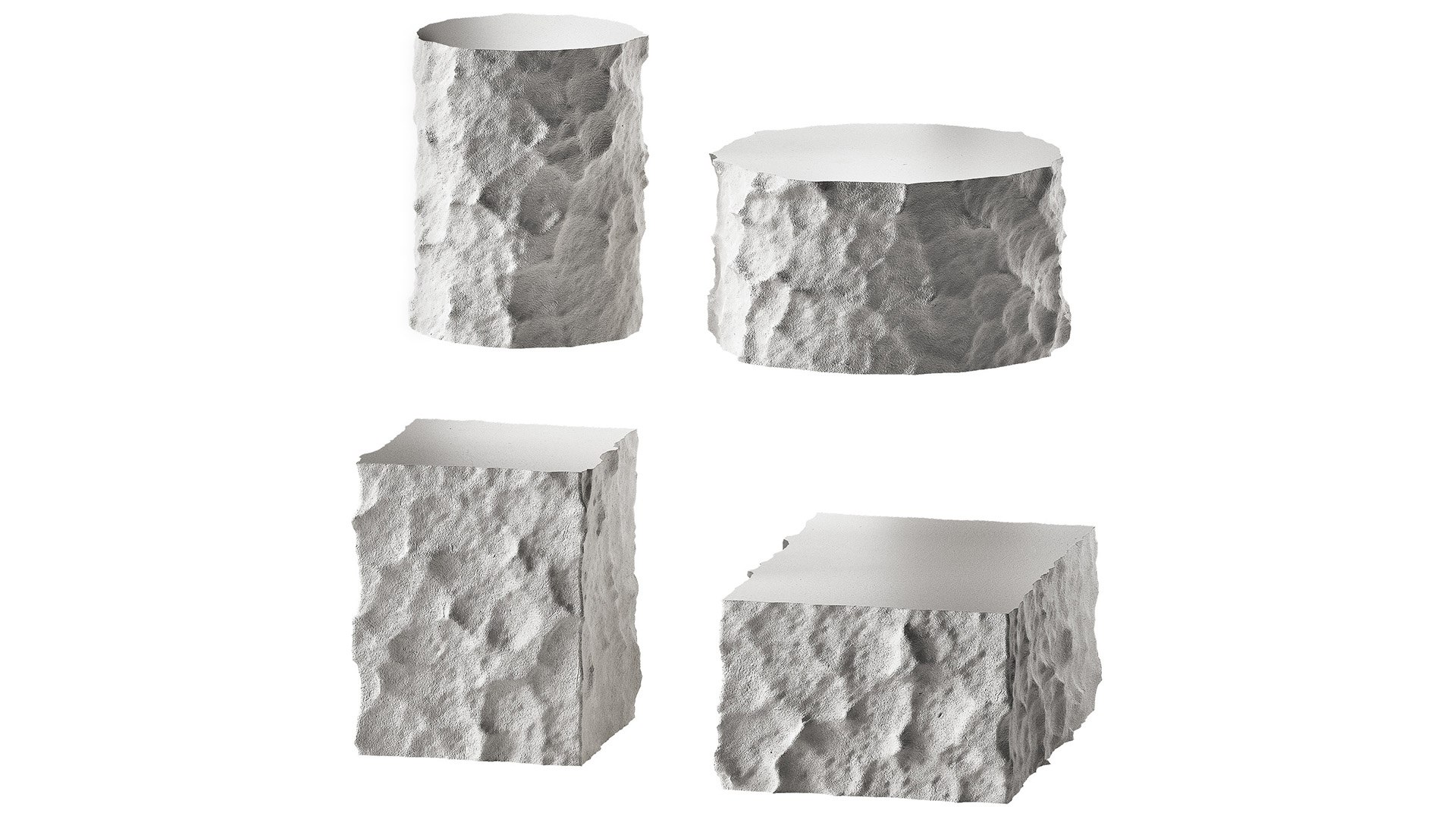 3D Stone Coffee Table Collection Rough Rock Side Decorative Shapes ...