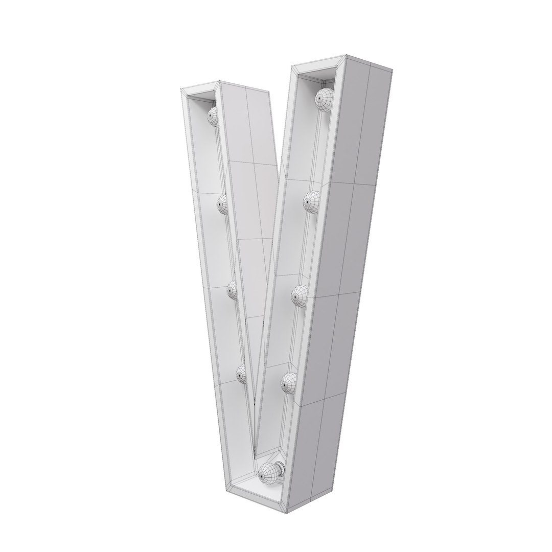 3D Marquee Letter V Light Bulb Wooden Glow Sign - TurboSquid 1974654