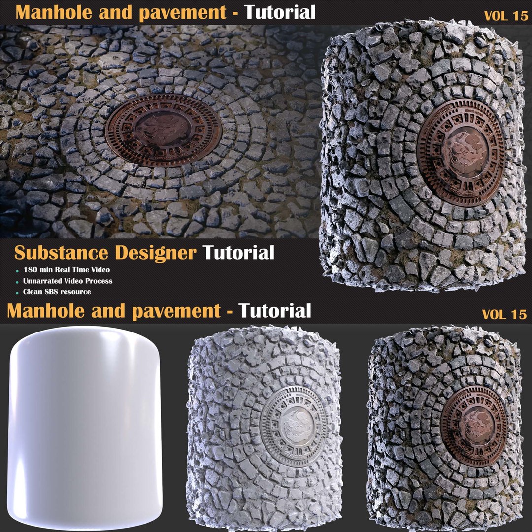 3D Manhole And Pavement Tutorial - VOL 15 - TurboSquid 2272392