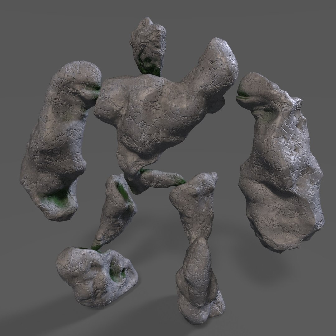 Elemental Stone Golem 3d Obj