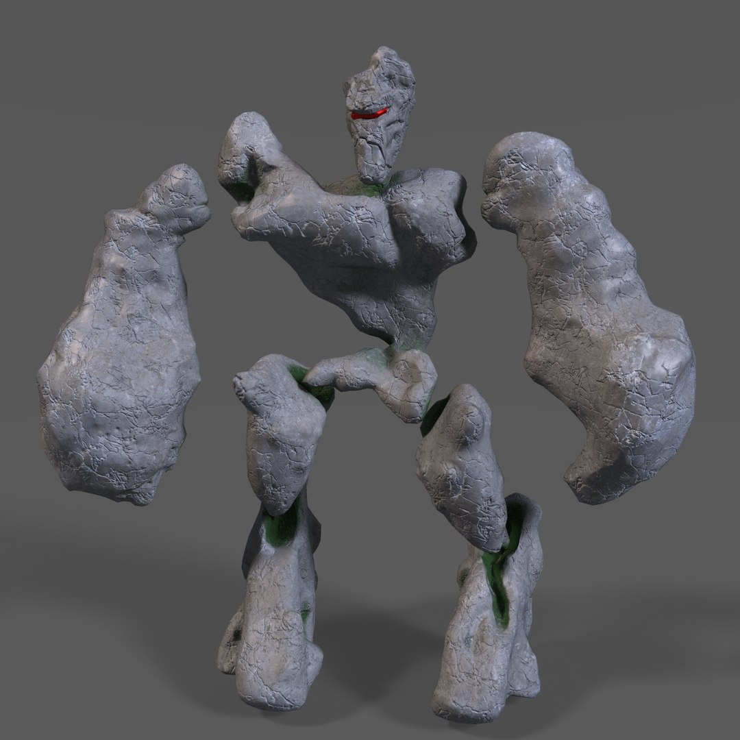 Elemental Stone Golem 3d Obj