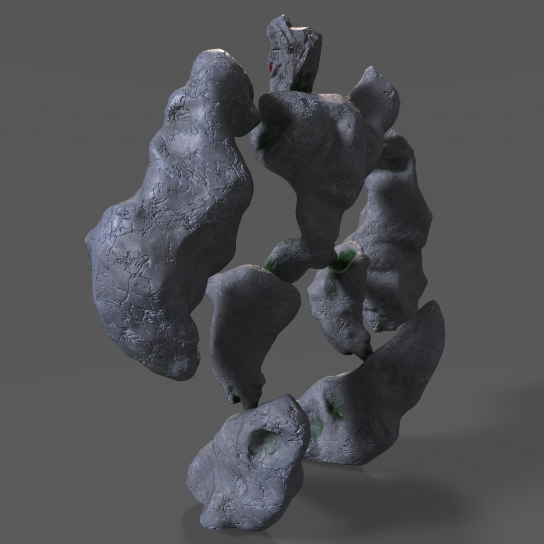 Elemental Stone Golem 3d Obj
