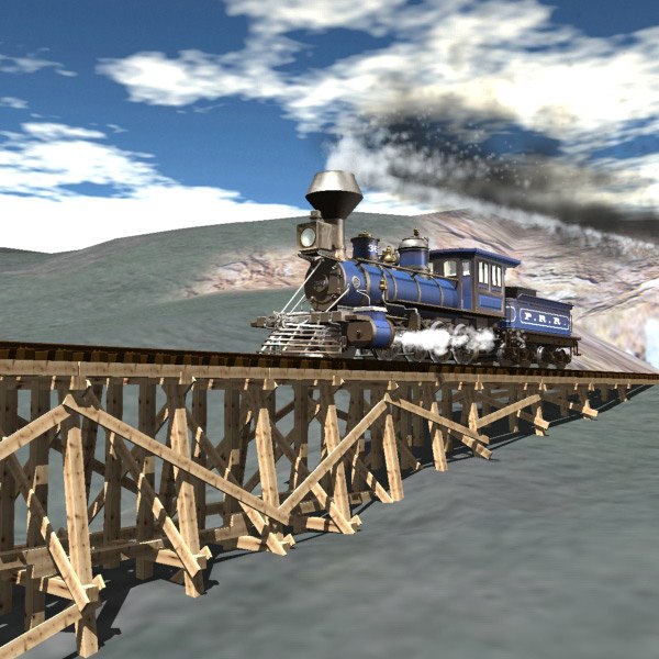 3d model prr engine tender rigged