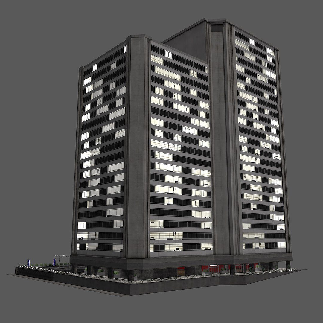 City Building Block Modern 3d Model