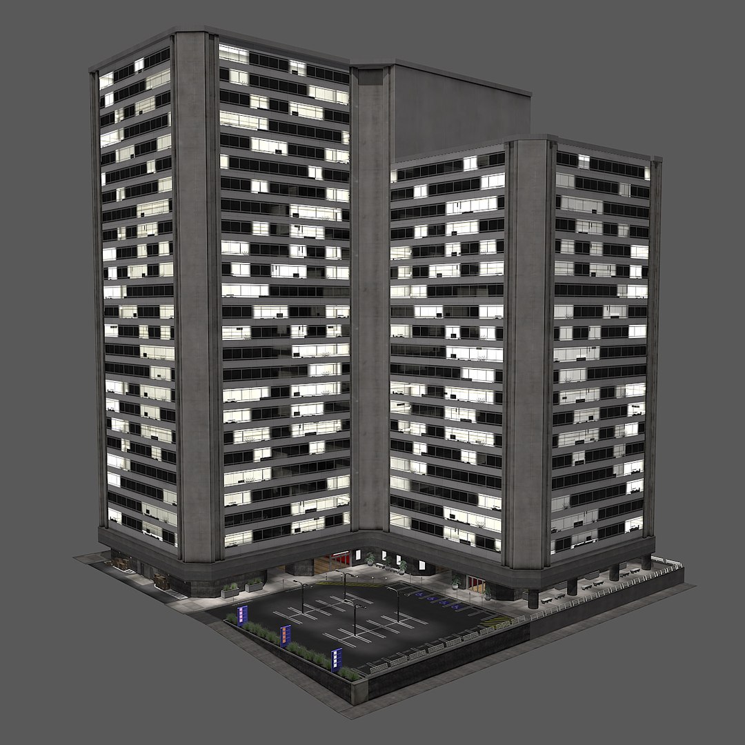 City Building Block Modern 3d Model