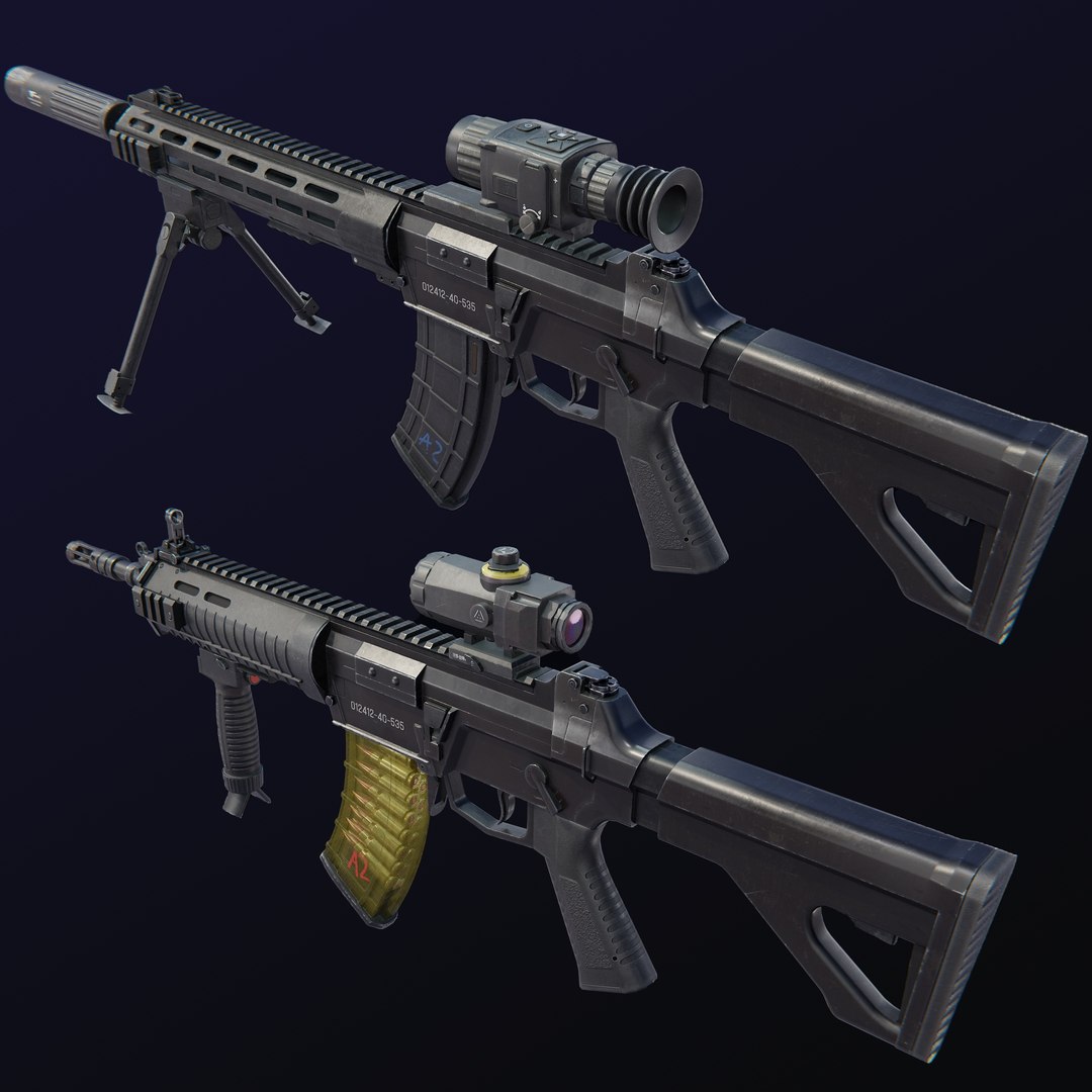 3D Modular QBZ 191 192 Pack Rigged Low Poly With Attachments Model ...