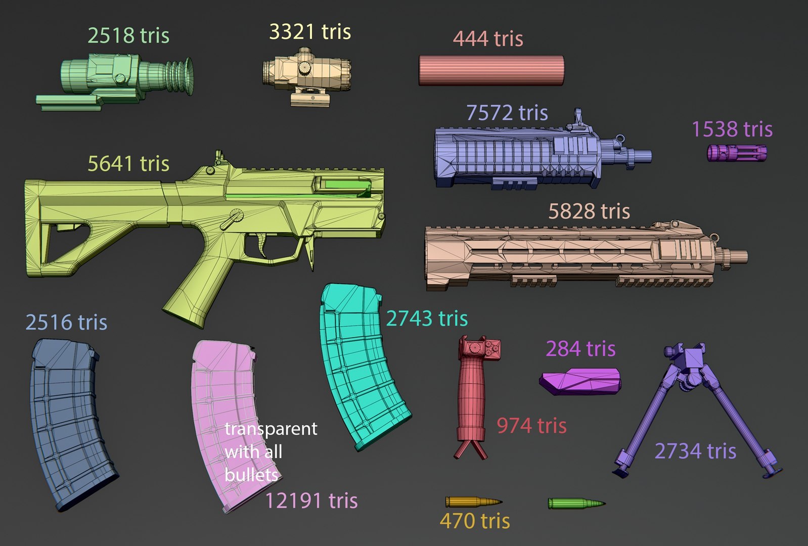 3D Modular QBZ 191 192 Pack Rigged Low Poly With Attachments Model - TurboSquid 2170978