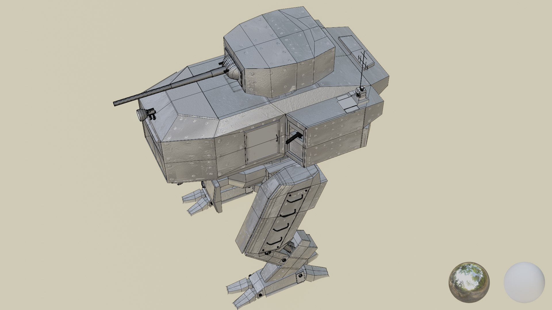 Panzer Mech Walker With RIG And LOWPOLY Default Camo 3D Model ...