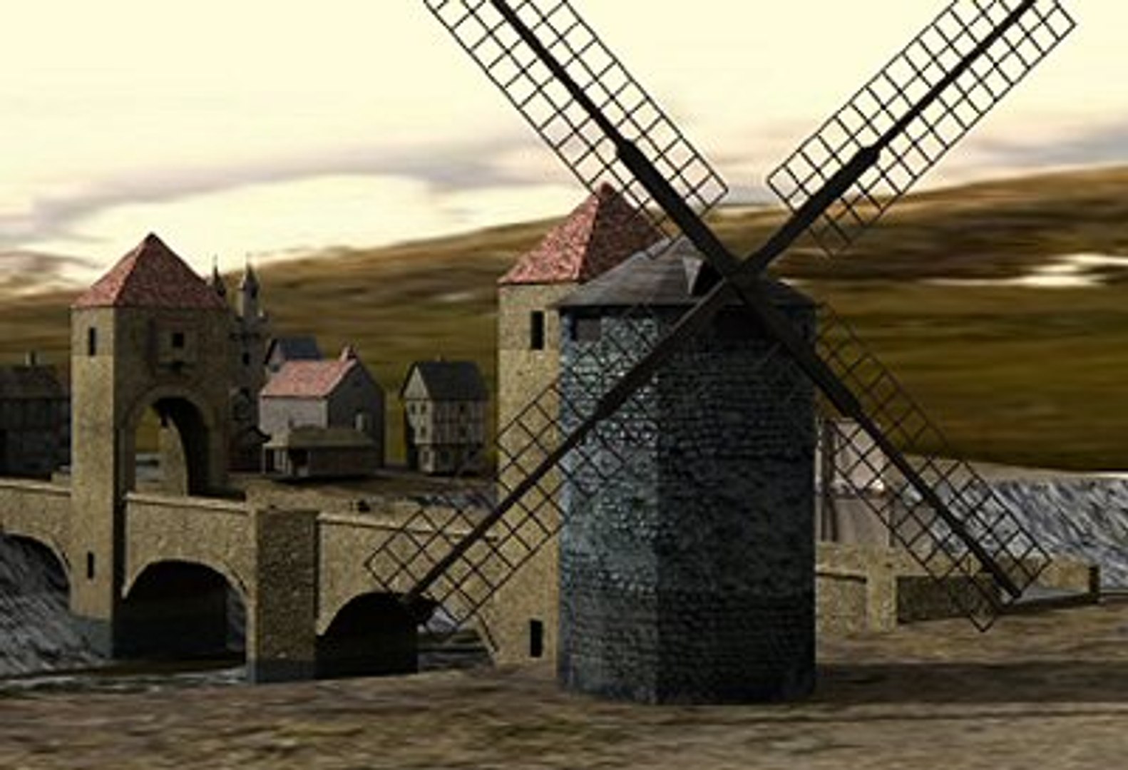 3d model medieval windmill