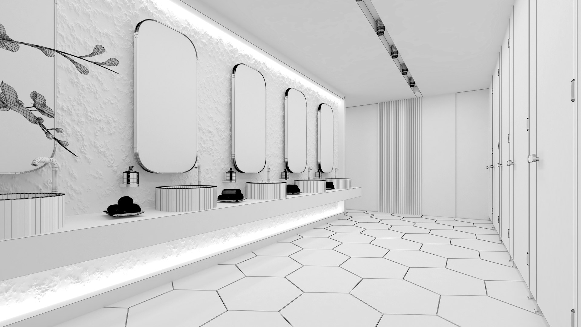 Luxury Restaurant Restroom 3D Model - TurboSquid 1942261
