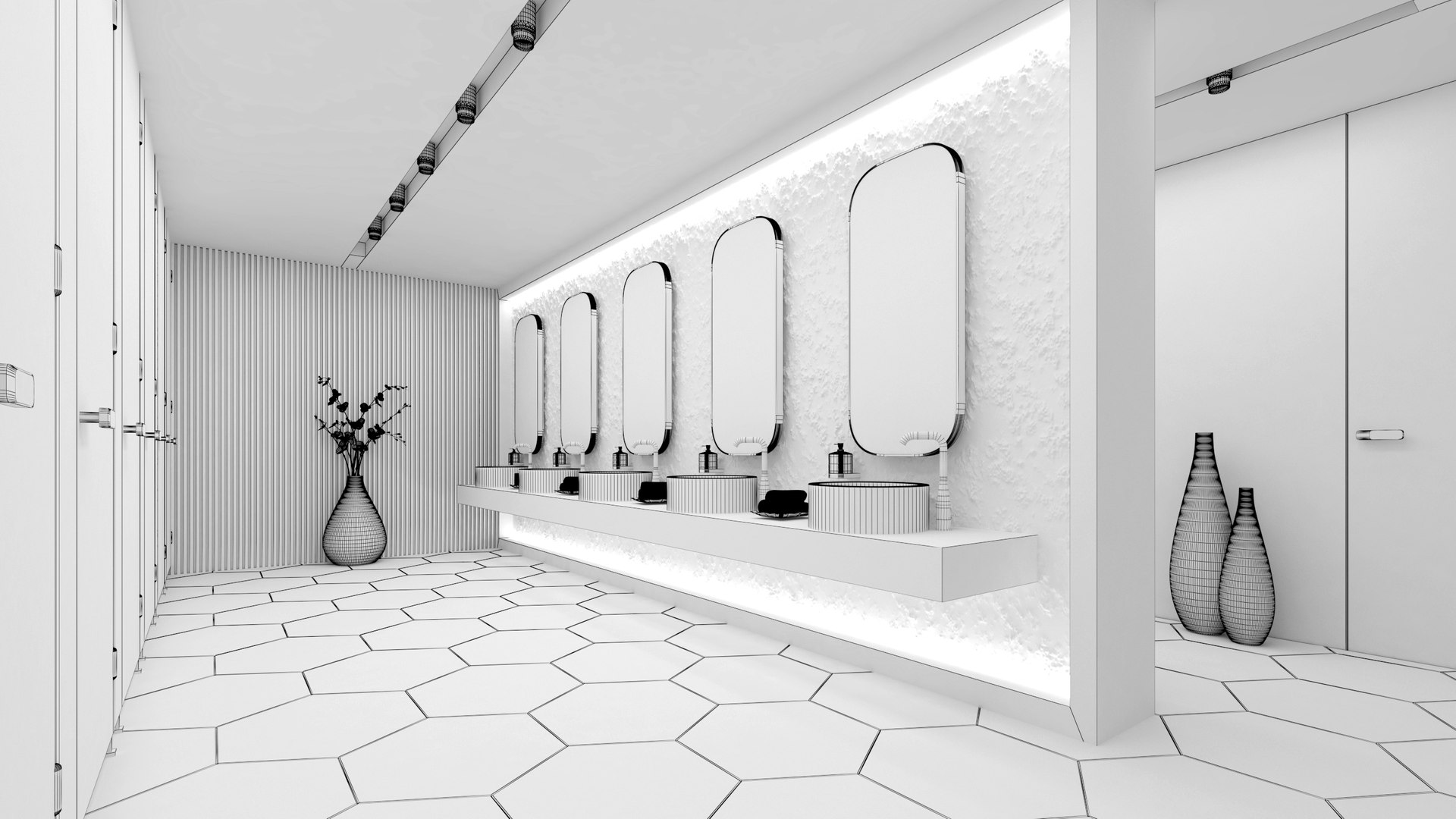 Luxury Restaurant Restroom 3D Model - TurboSquid 1942261