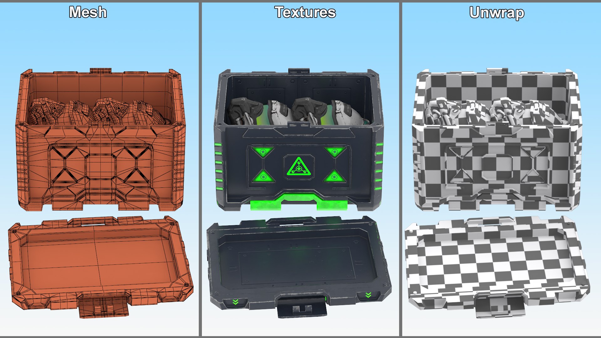 3D Model Futuristic Container With Combat Helmets - TurboSquid 2347259