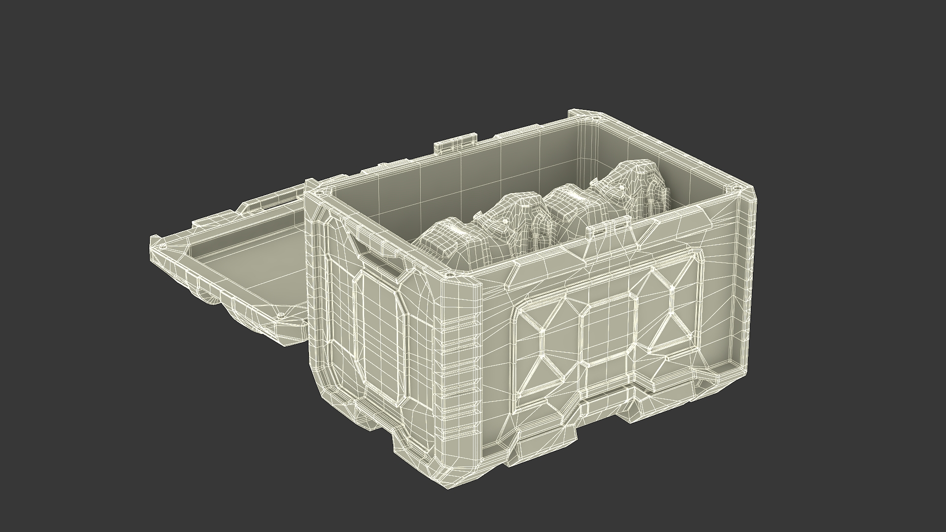 3D Model Futuristic Container With Combat Helmets - TurboSquid 2347259
