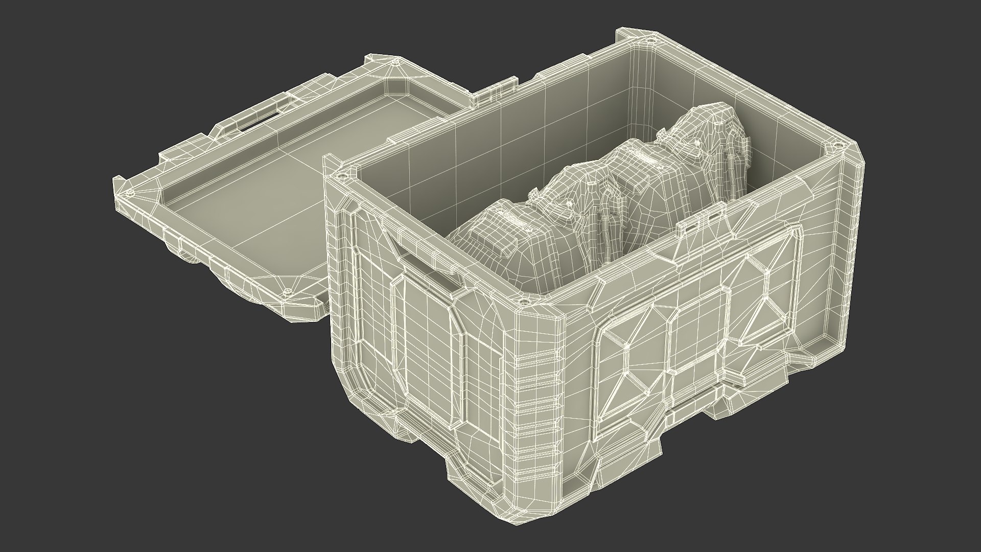 3D Model Futuristic Container With Combat Helmets - TurboSquid 2347259
