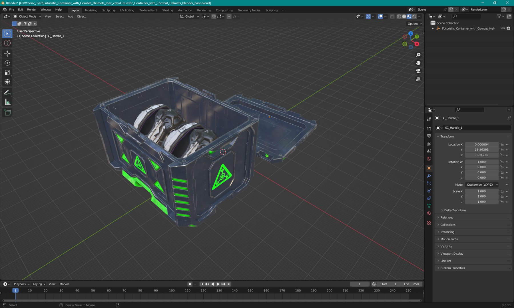 3D Model Futuristic Container With Combat Helmets - TurboSquid 2347259