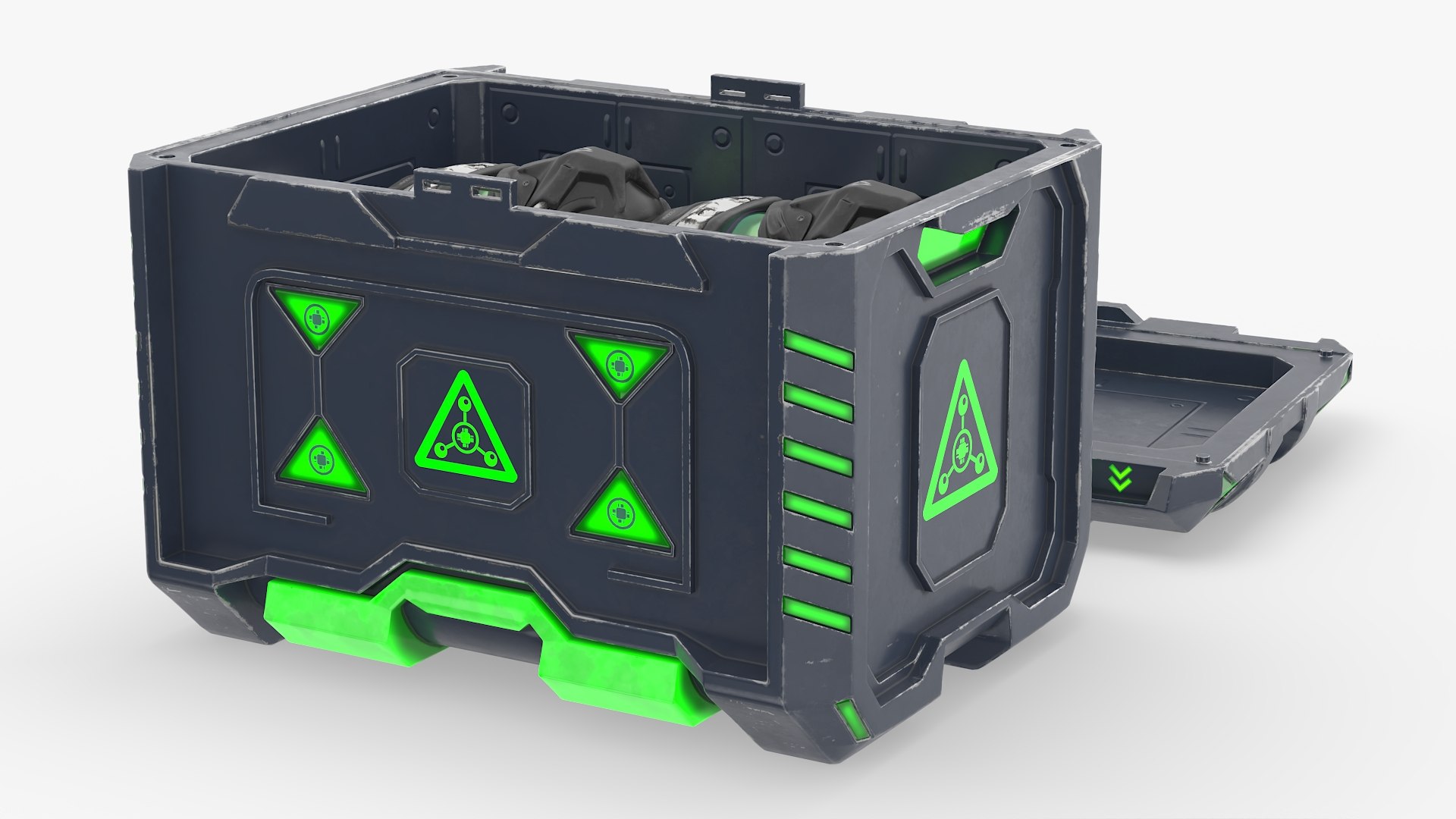 3D Model Futuristic Container With Combat Helmets - TurboSquid 2347259