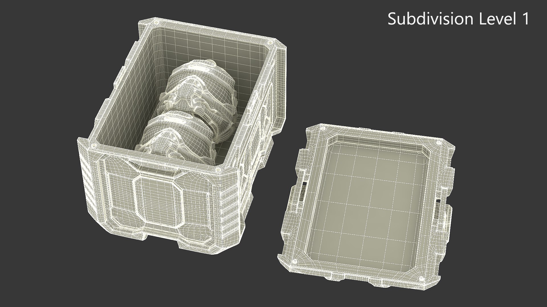 3D Model Futuristic Container With Combat Helmets - TurboSquid 2347259