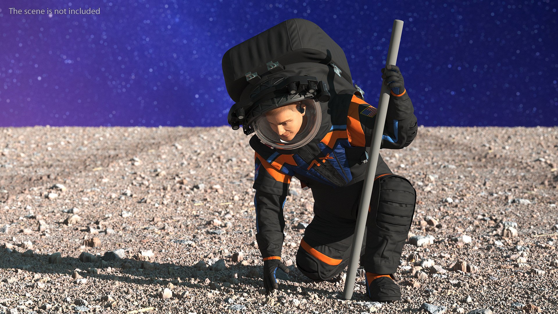 3D Next Gen NASA Axiom Spacesuit on Astronaut Crawling Pose Fur ...