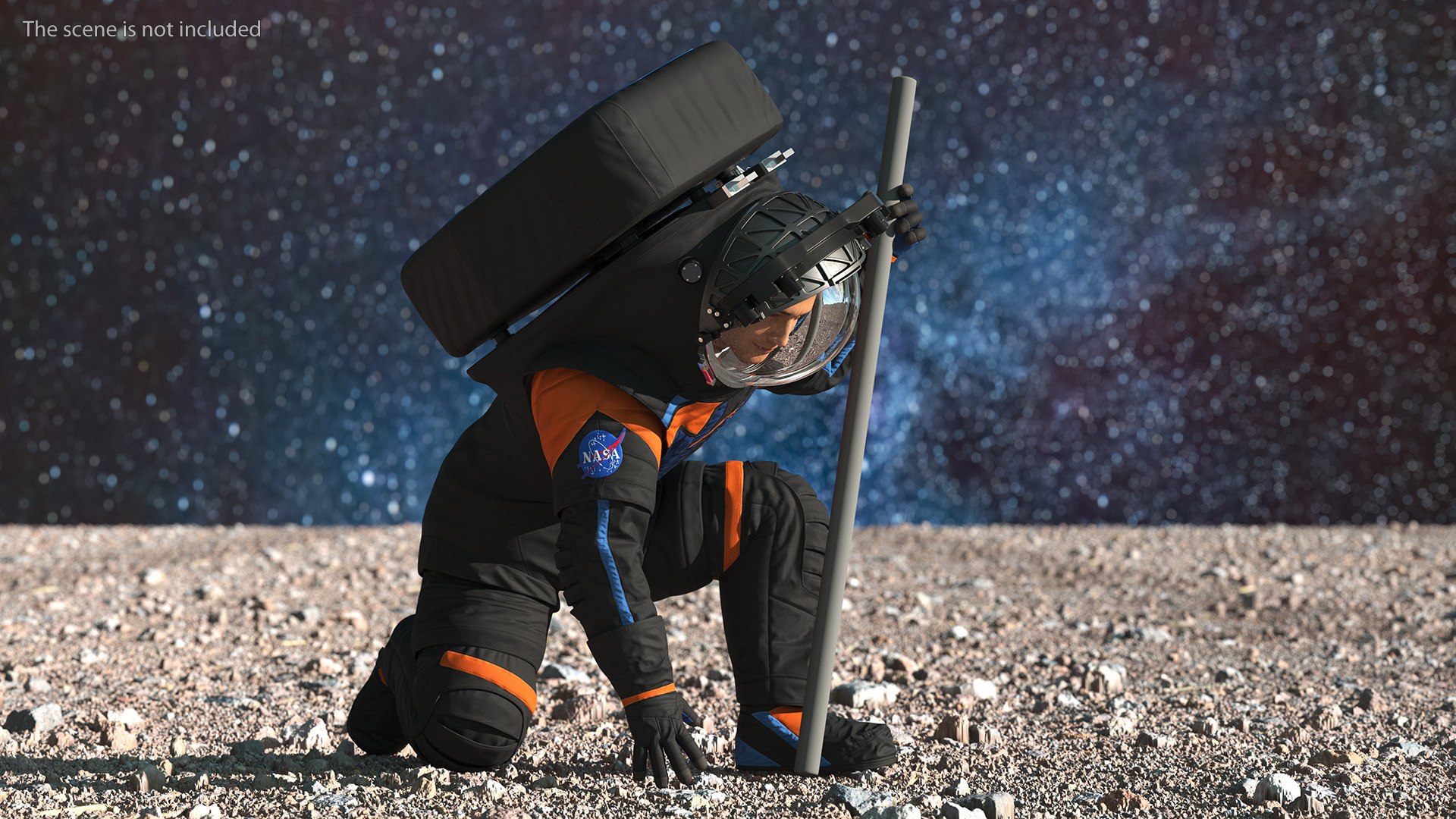 3D Next Gen NASA Axiom Spacesuit on Astronaut Crawling Pose Fur ...