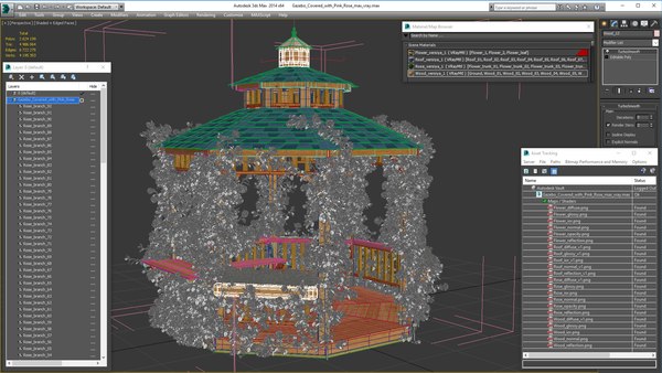 3D gazebo covered pink rose flower model - TurboSquid 1636759