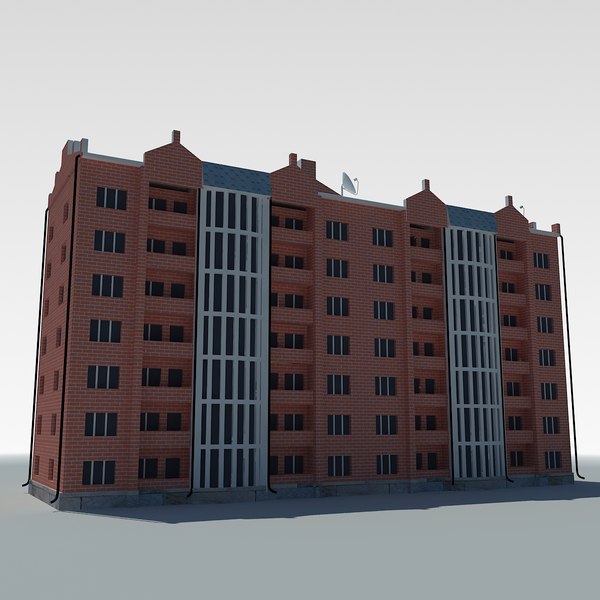 3d low-poly condo building model