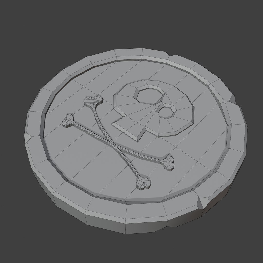 Olden Coins Set With Pirate Sign As Skull And Bones 3D Model ...