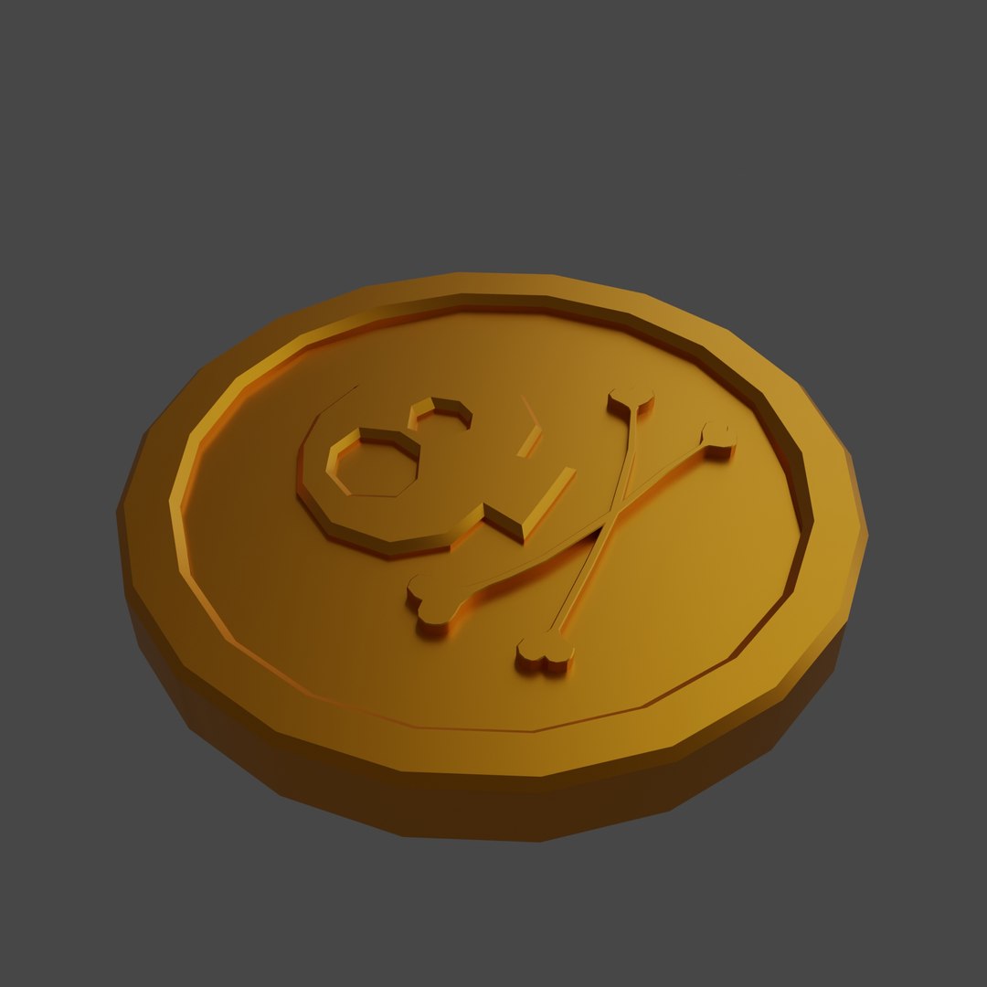 Olden Coins Set With Pirate Sign As Skull And Bones 3D Model ...