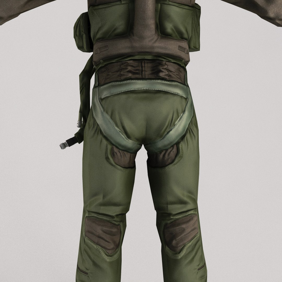 3d model military pilot v3 rigged